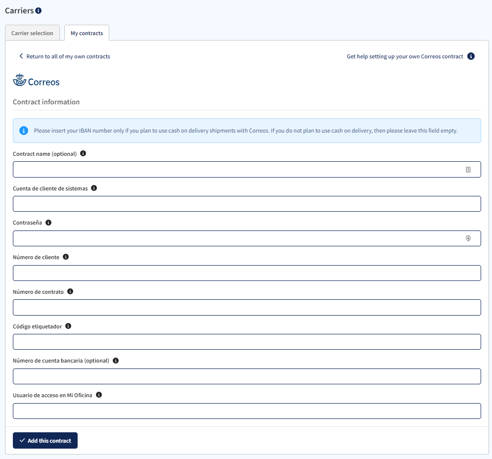 Correos contract activation – Sendcloud Help Center